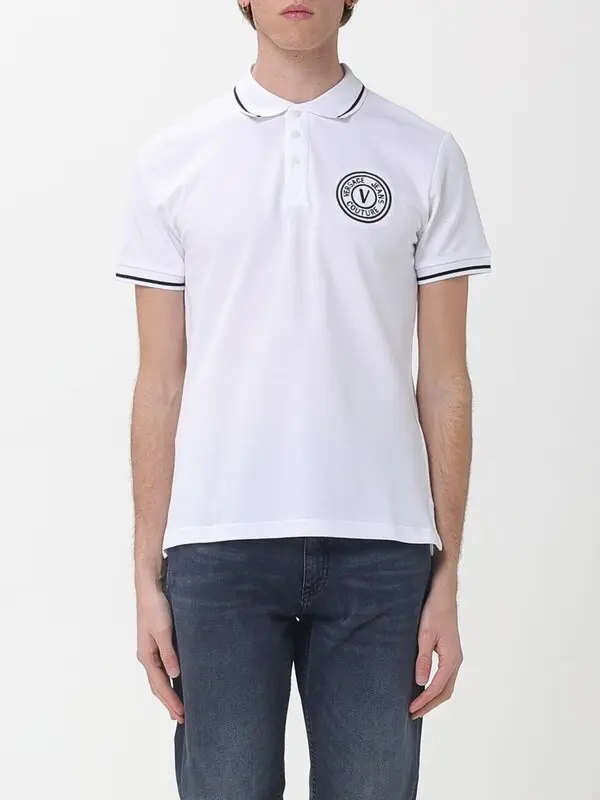 Versace Cotton Polo Shirt With Logo - White