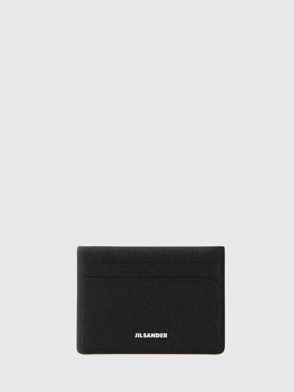 JIL SANDER Grained Calfskin Card Holder With Laminated Logo And Four Slots - Black