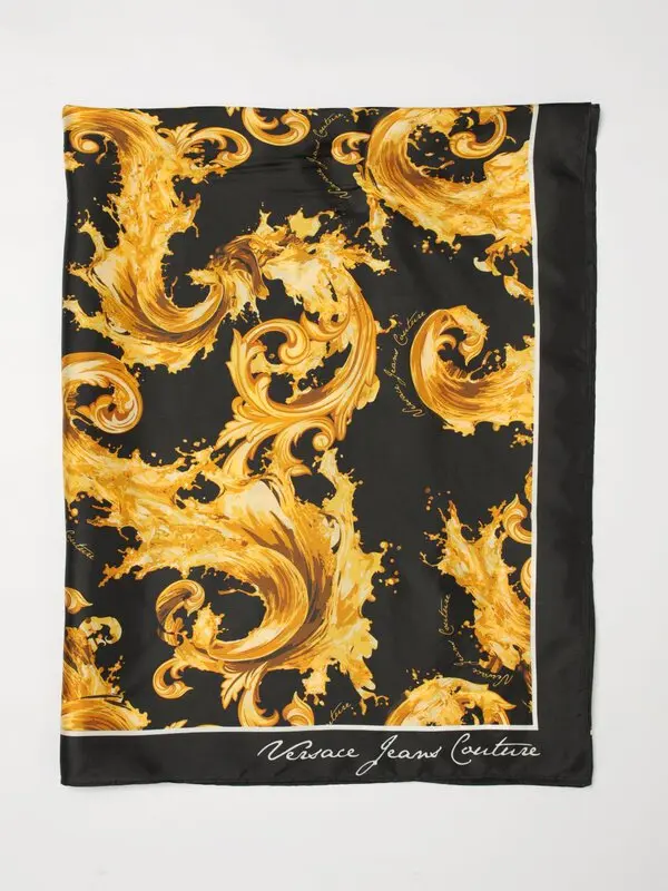 Versace Baroque Print Silk Scarf - Black
