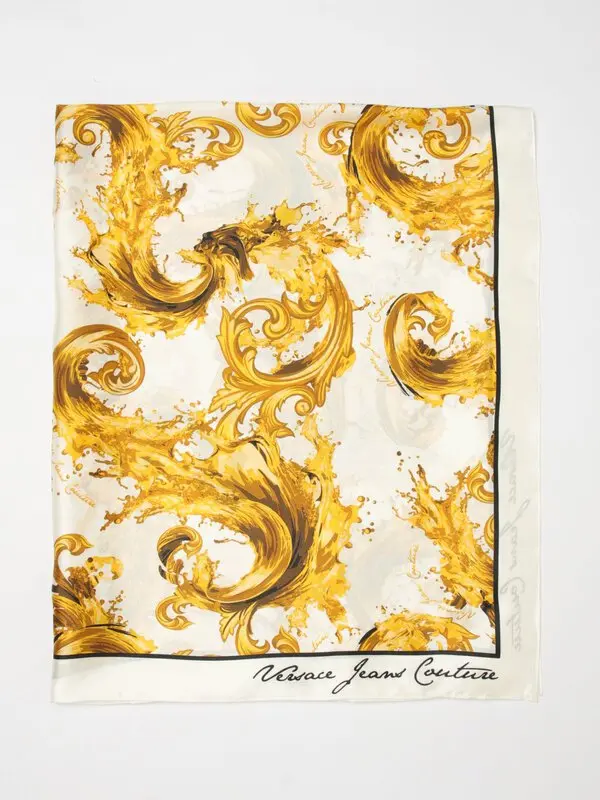 Versace Baroque Print Silk Scarf - White