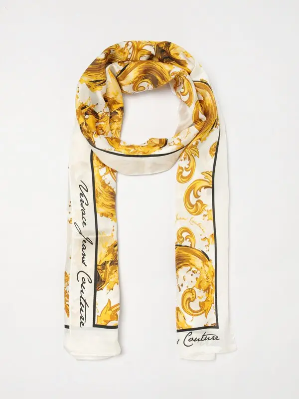 Versace Baroque Print Silk Scarf - White