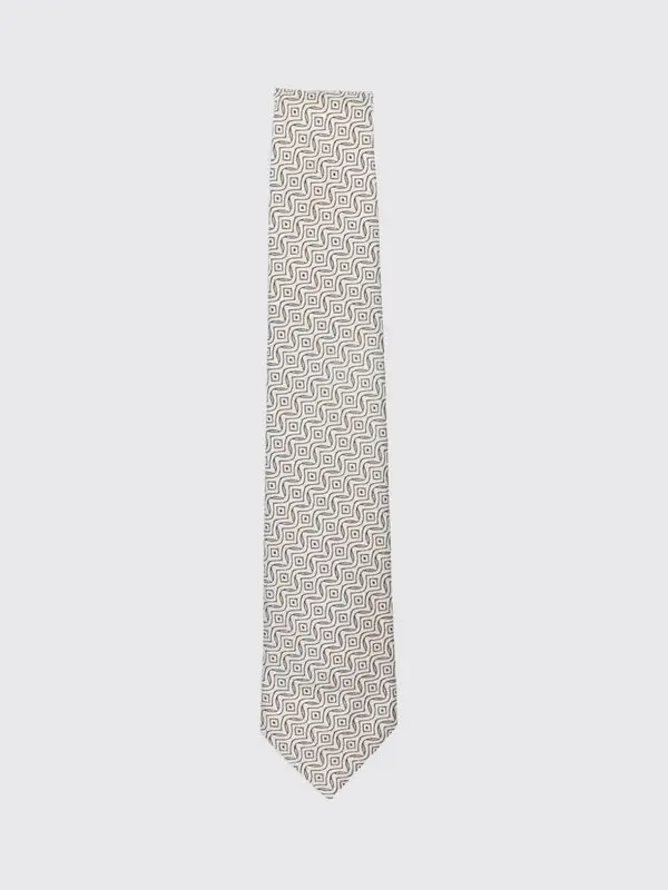 Emporio Armani Silk Tie With Geometric Wave Motif