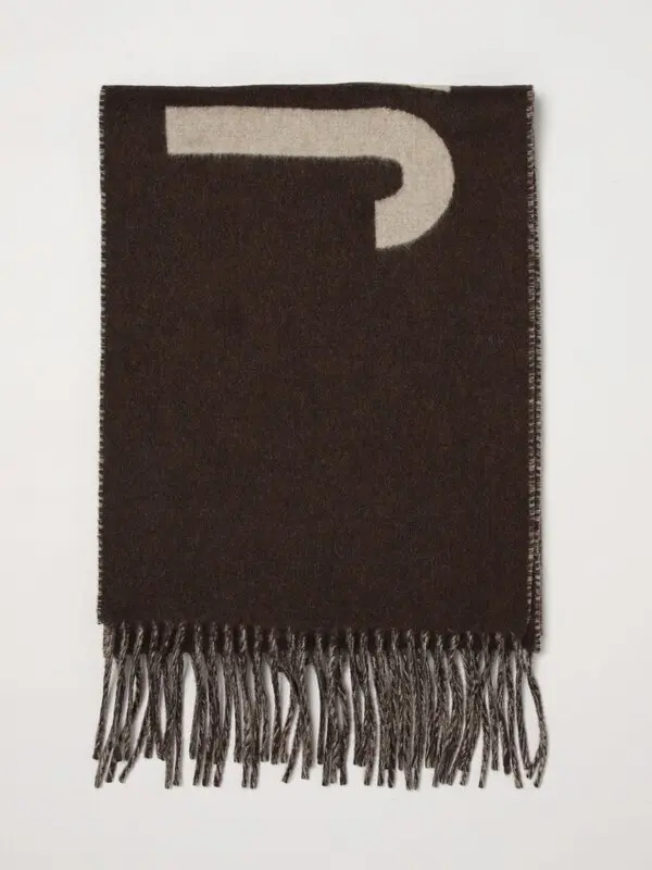 Jacquemus Cotton Scarf With Contrasting Jacquard Logo And Fringed Edges - Brown