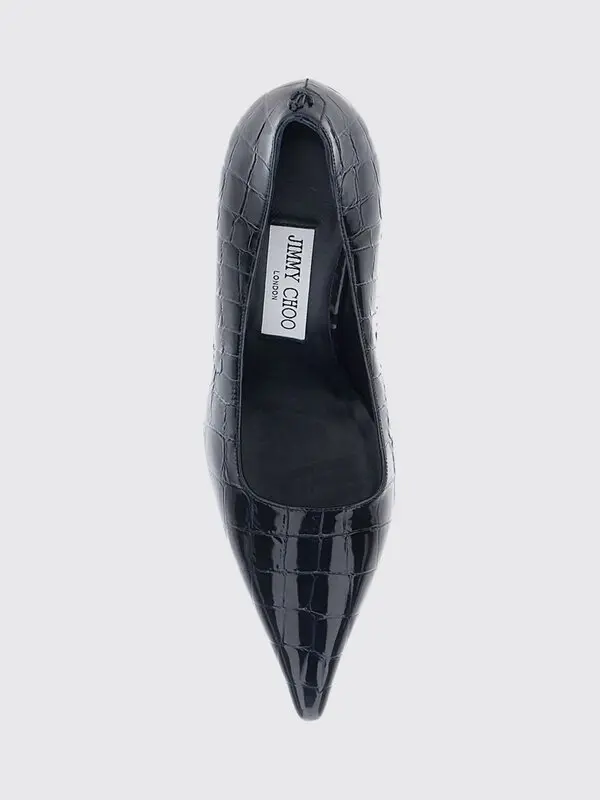JIMMY CHOO Ixia 80 Crocodile-effect Patent Leather Pumps - Marine