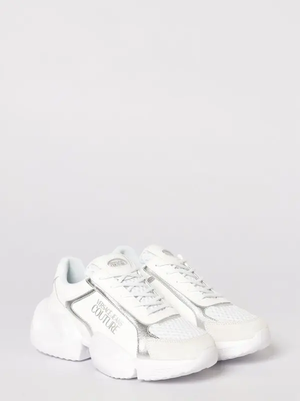 Versace Leather And Mesh Lace-up Sneakers - Brown