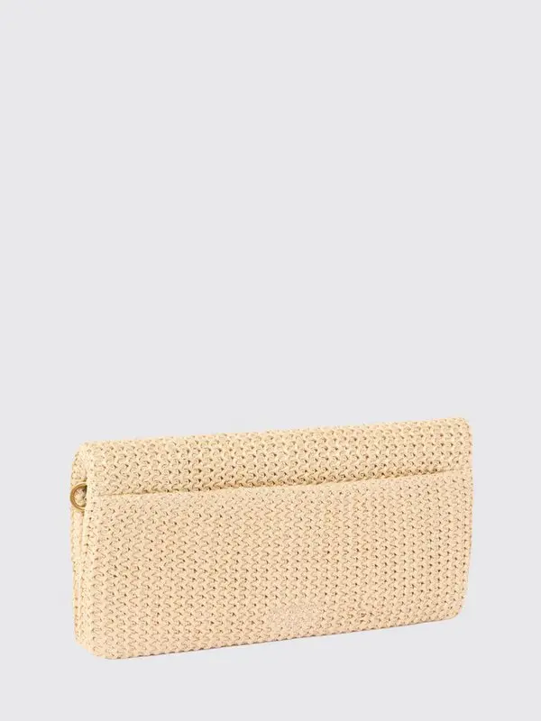 Pinko Love Bag Click Soft Horizontal Classic Raffia Clutch - Natural