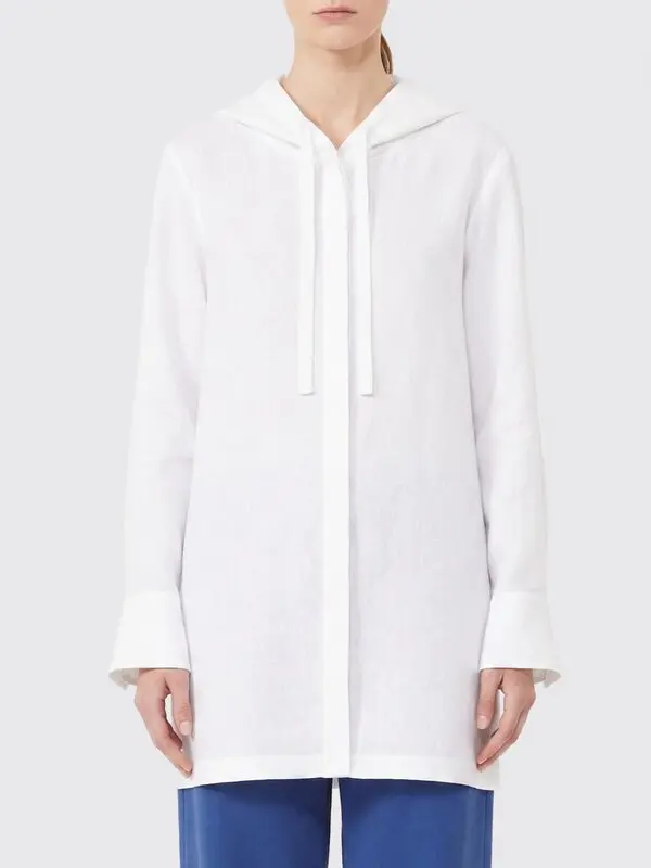 Max Mara Pure Linen Hooded Blouse With Drawstring
