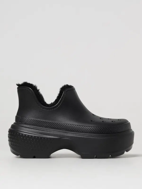 CROCS Platform Chelsea Boots With Faux Fur Lining - Black