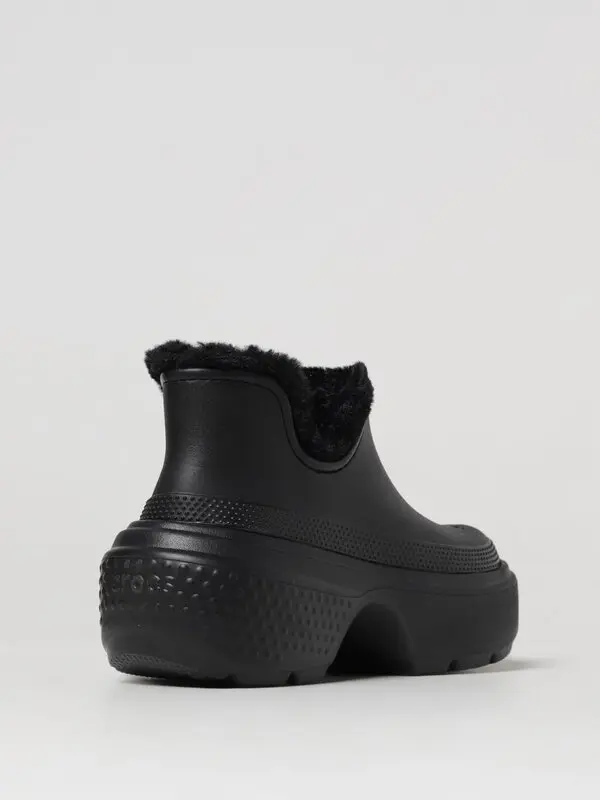 CROCS Platform Chelsea Boots With Faux Fur Lining - Black