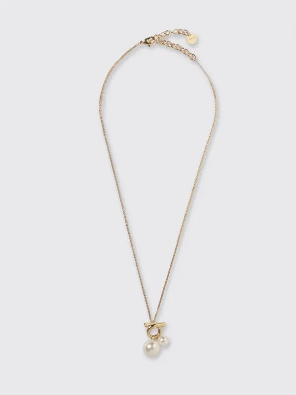 FERRAGAMO Gancini Torchon Brass And Pearl Necklace - Brown
