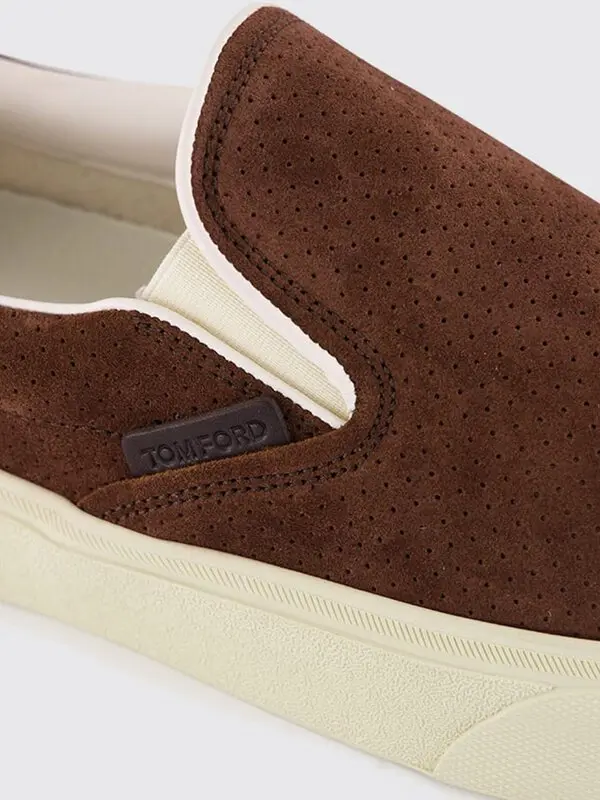 TOM FORD Perforated Suede Calfskin Slip-on Sneakers