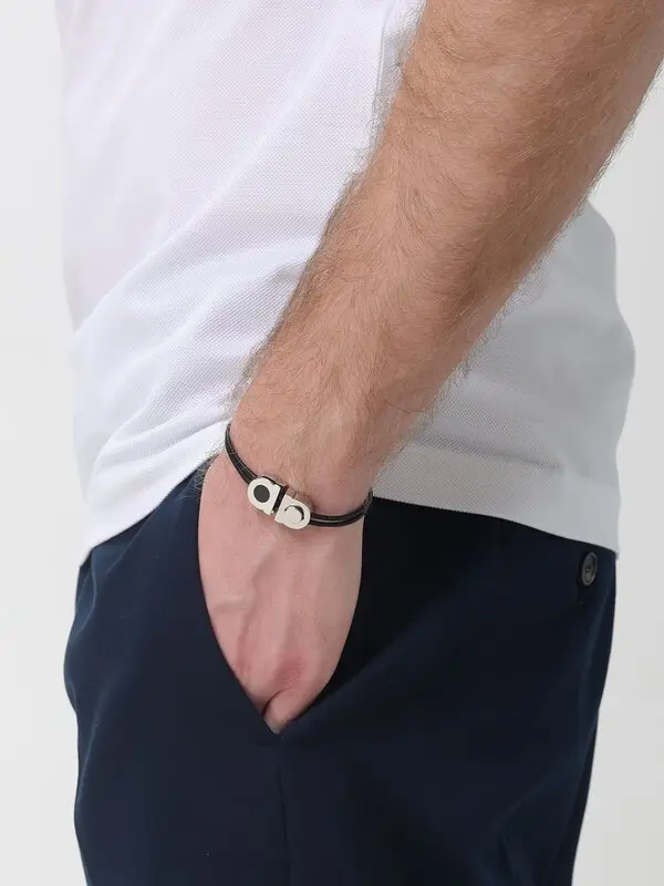 FERRAGAMO Gancini Leather And Brass Bracelet