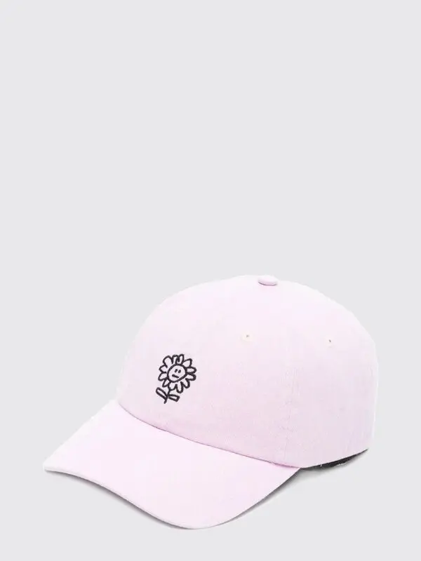 SUNFLOWER Embroidered Cotton Denim Hat - Pink