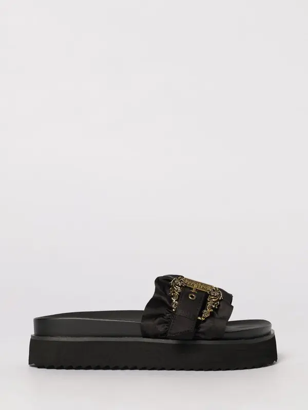 Versace Ruched Fabric Sliders - Black