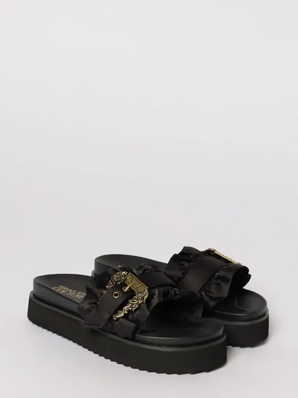 Versace Ruched Fabric Sliders - Black