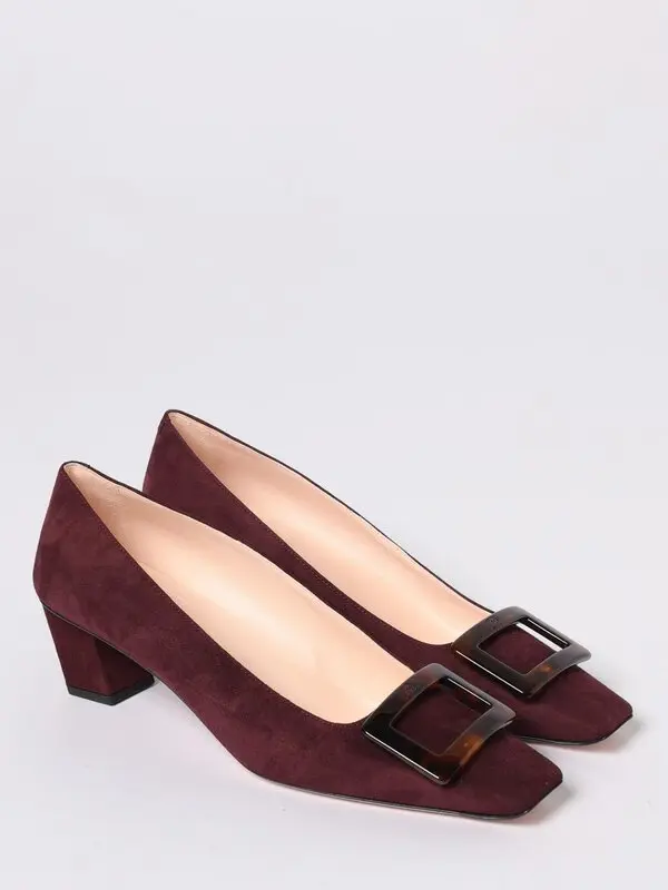 ROGER VIVIER Suede Court Shoes With Buckle Detail - Brown