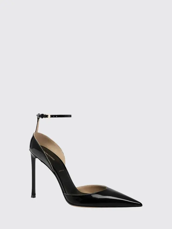 TOM FORD Vertigo Patent Leather Stiletto Pumps With Ankle Strap - Black