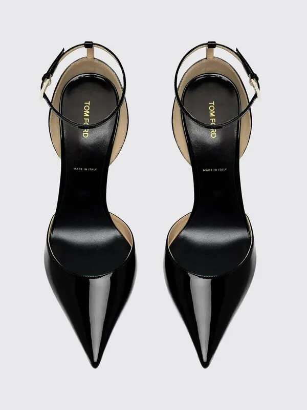 TOM FORD Vertigo Patent Leather Stiletto Pumps With Ankle Strap - Black