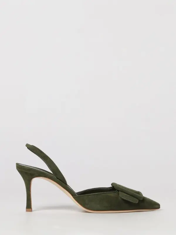 Manolo Blahnik Slingback Court Shoes - Kaki