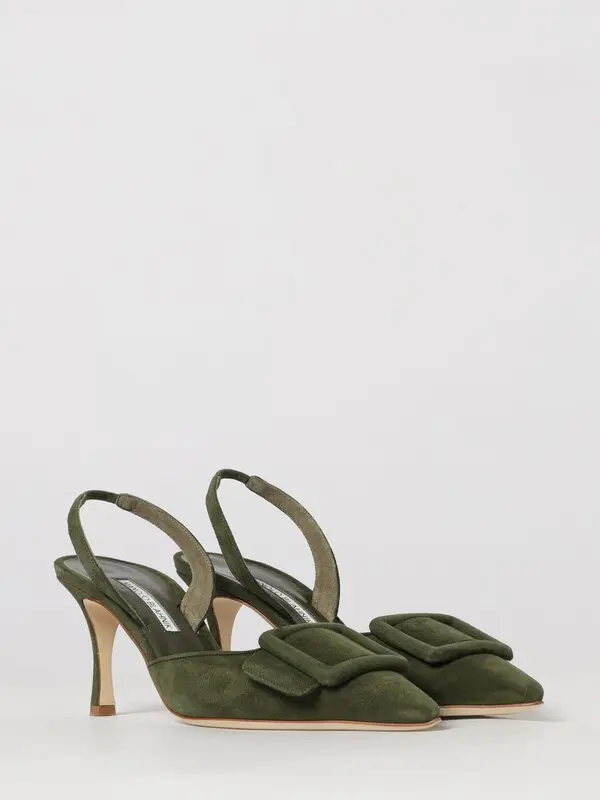 Manolo Blahnik Slingback Court Shoes - Kaki