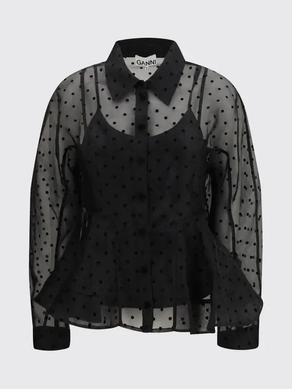 GANNI Polka Dot Tulle Shirt