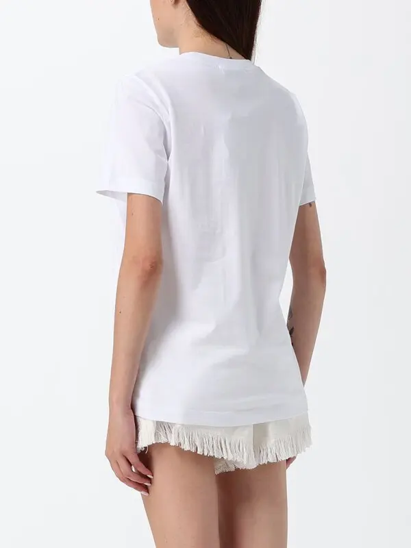 MSGM Short-sleeved Cotton T-shirt With Logo And Rhinestone Application