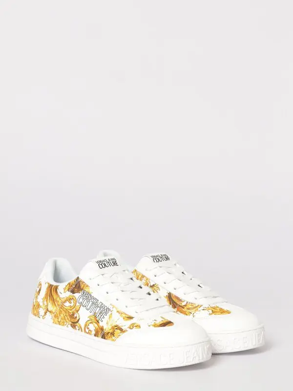 Versace Leather Sneakers With Baroque Print