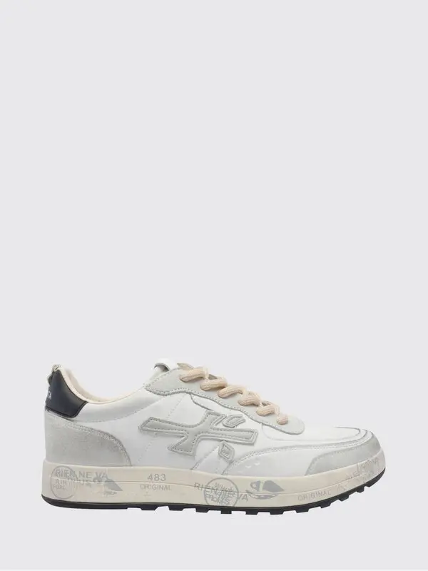 Premiata Nous Suede And Mesh Low Top Sneakers - White
