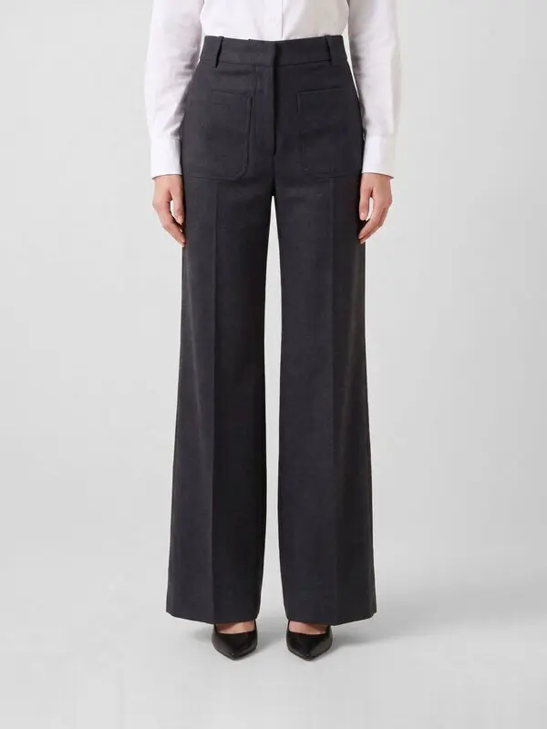 Victoria Beckham High-waisted Flared Tailored Pants In Wool Flannel