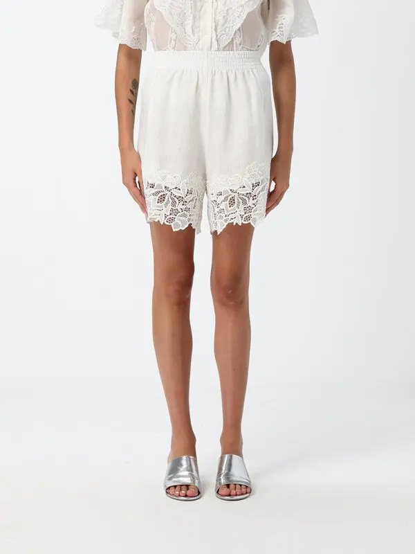 Ermanno Scervino High-waisted Linen Shorts With Lace Inserts - White