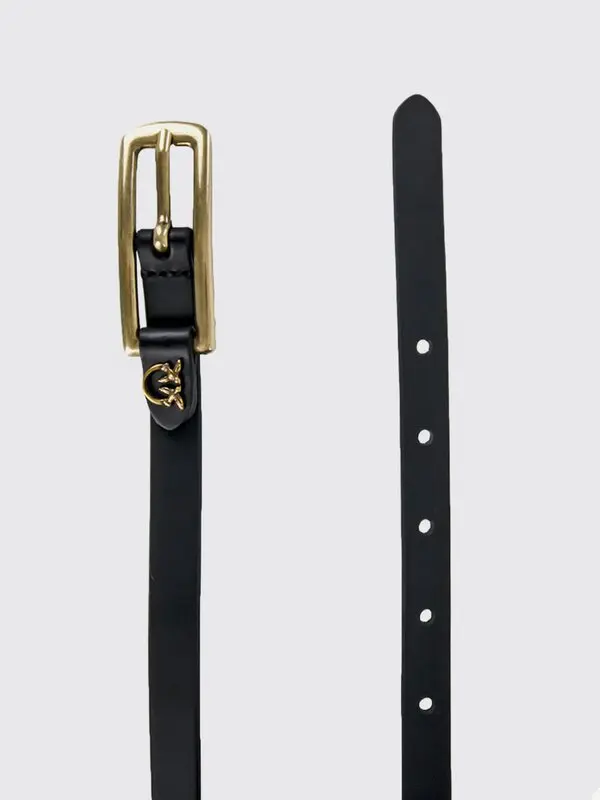 Pinko Leather Belt With Metallic Logo