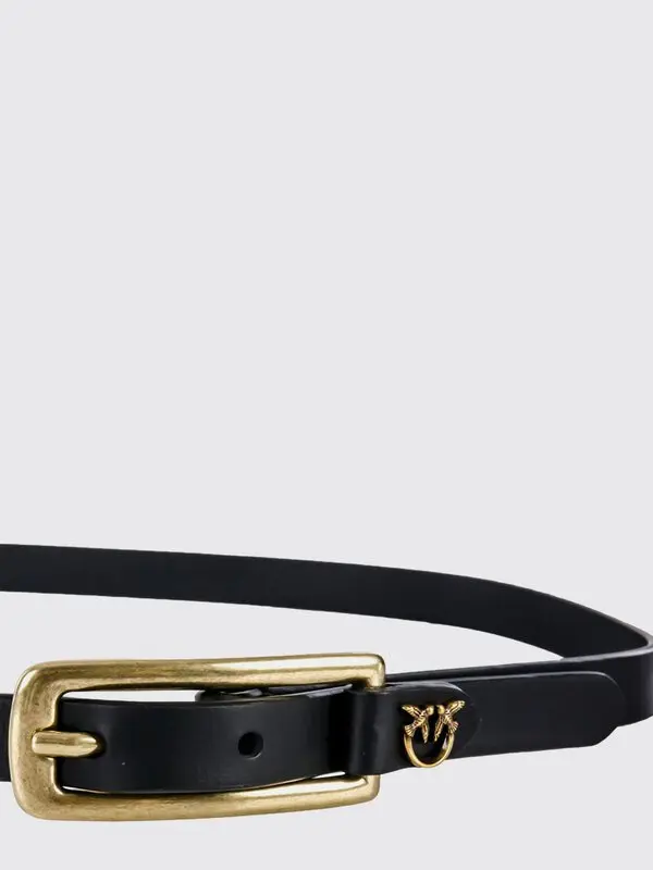 Pinko Leather Belt With Metallic Logo
