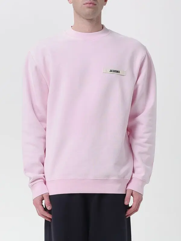 Jacquemus Pure Cotton Crewneck Sweatshirt With Applied Contrast Logo - Pink