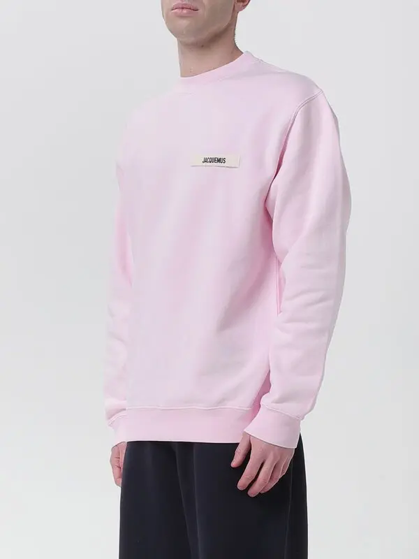 Jacquemus Pure Cotton Crewneck Sweatshirt With Applied Contrast Logo - Pink