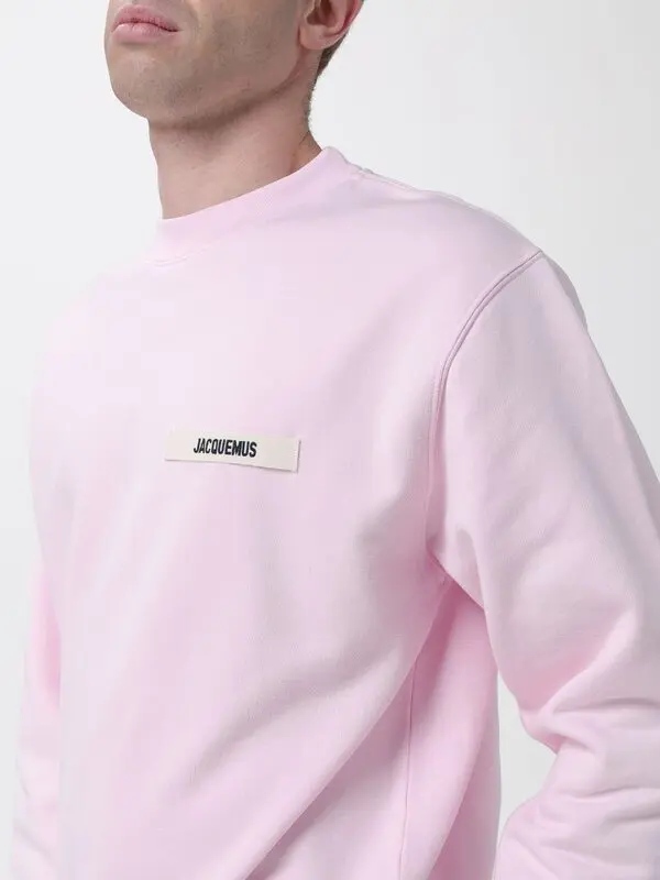 Jacquemus Pure Cotton Crewneck Sweatshirt With Applied Contrast Logo - Pink