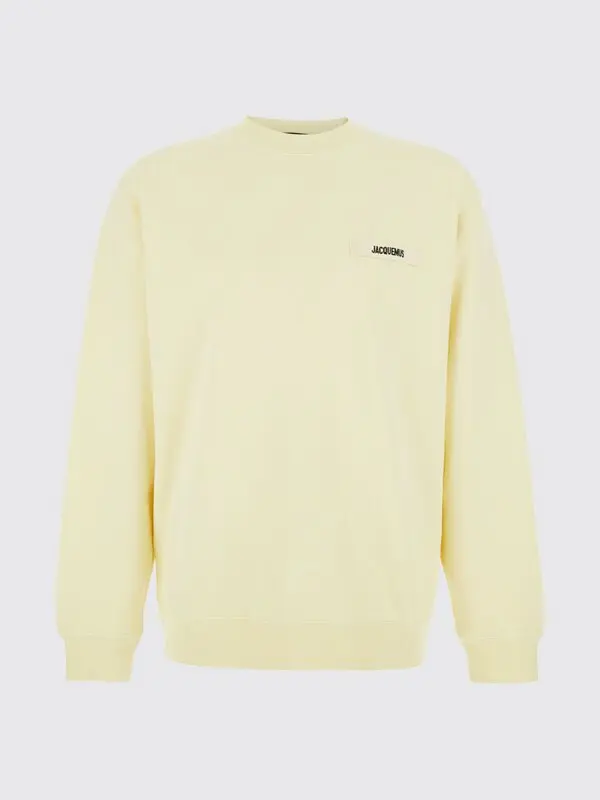 Jacquemus Pure Cotton Crewneck Sweatshirt With Applied Contrast Logo - Yellow