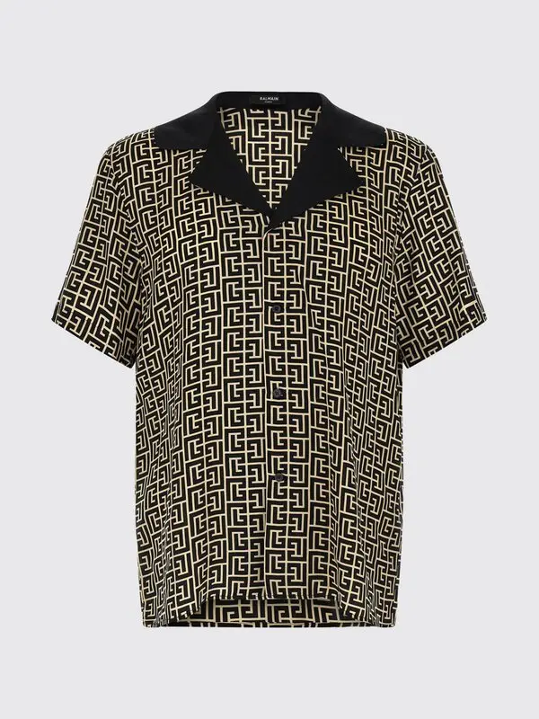 Balmain Viscose Shirt With Monogram Motif