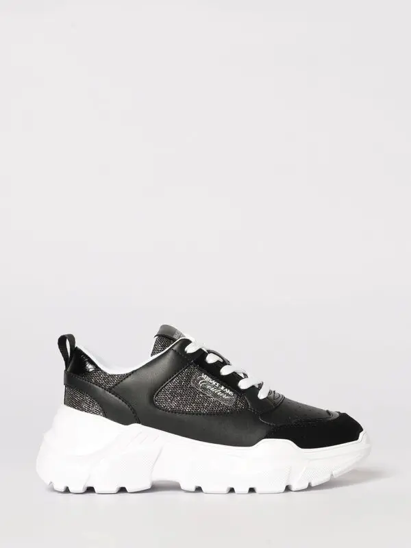 Versace Leather And Lurex Mesh Sneakers - Black