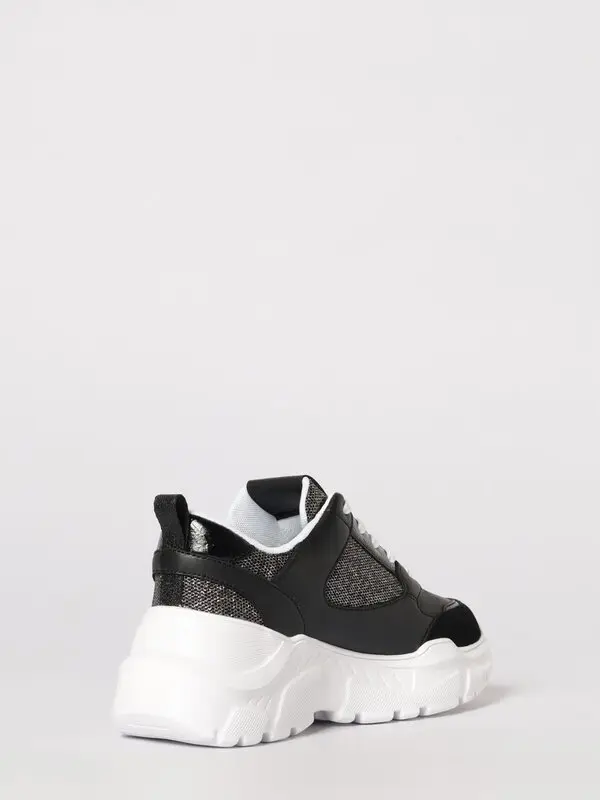 Versace Leather And Lurex Mesh Sneakers - Black