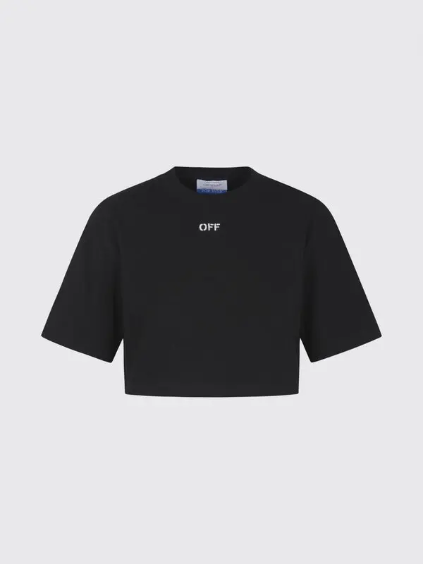 Off-White Crop T-shirts With Logo - Black 1