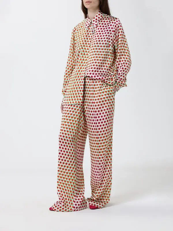 Dries Van Noten Polka Dot Print Silk Palazzo Trousers