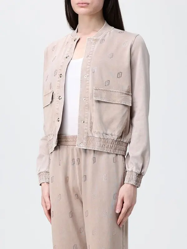 Liu Jo Cotton Bomber Jacket With Rhinestone Logo