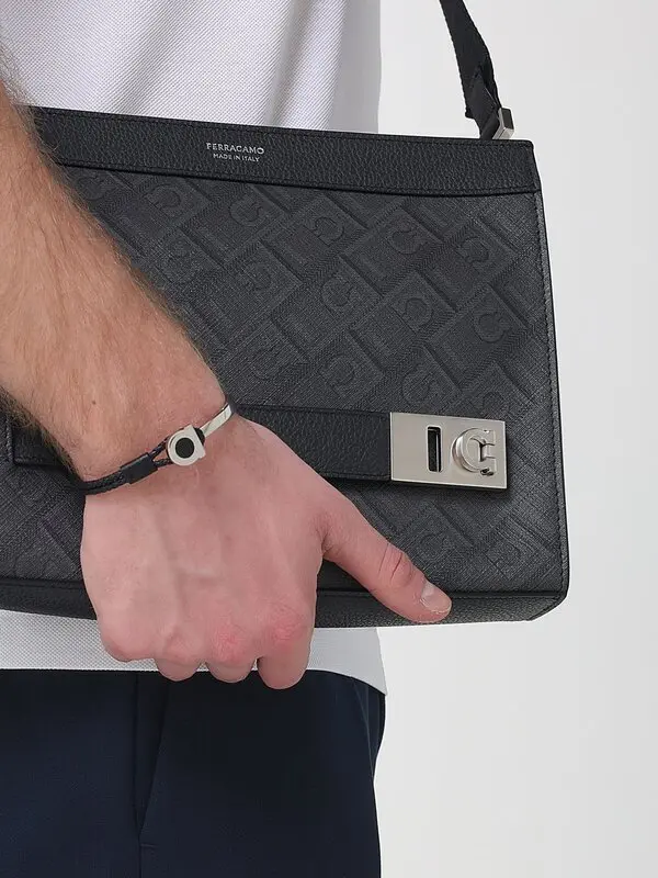 FERRAGAMO Gancini Leather And Brass Bracelet