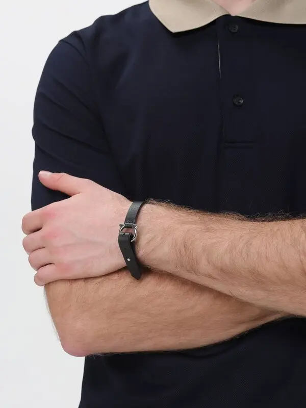 FERRAGAMO Gancini Leather And Brass Bracelet