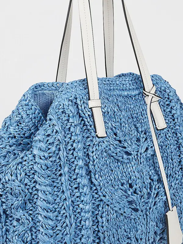 Ermanno Scervino Crocheted Raffia Shoulder Bag - Blue