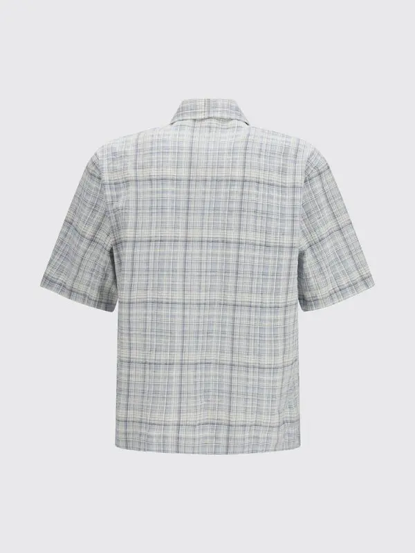 SUNFLOWER Check Cotton And Linen Blend Casual Shirt - Blue