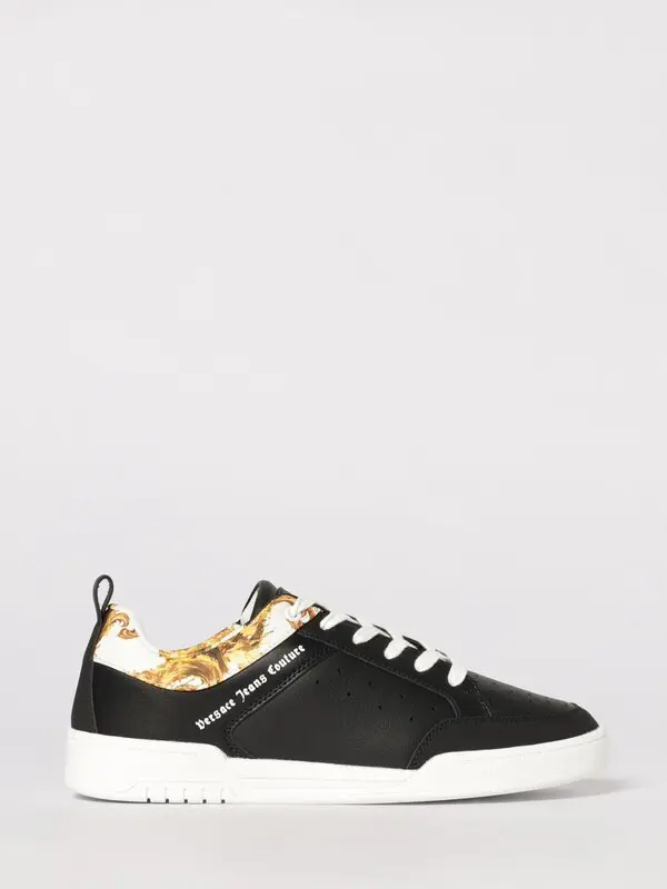 Versace Baroque Print Leather Sneakers - Black