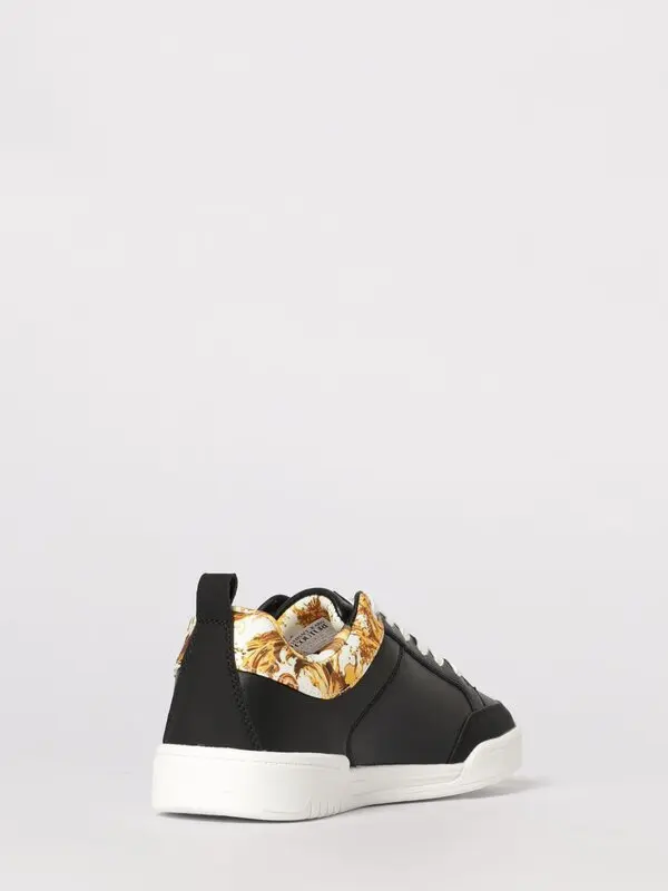 Versace Baroque Print Leather Sneakers - Black