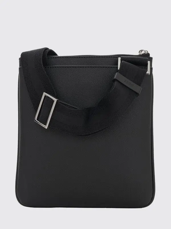 BOSS Rectangular Leather Crossbody Bag With Contrast Logo And Zip Closure