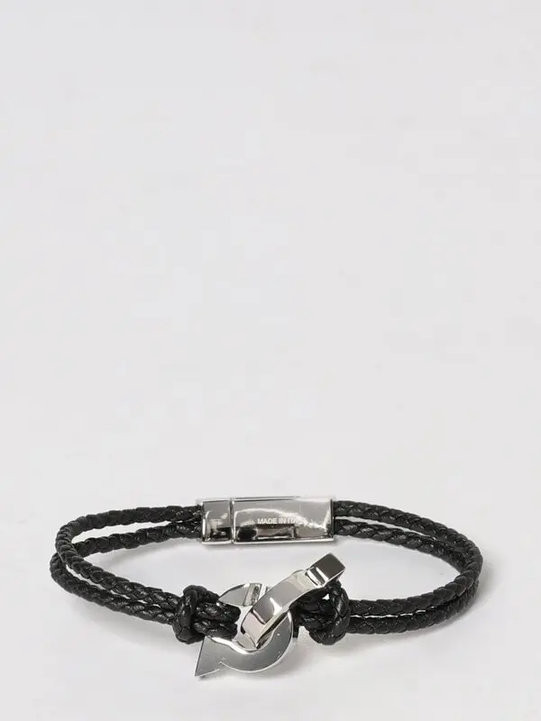 FERRAGAMO Gancini Brass And Braided Leather Bracelet